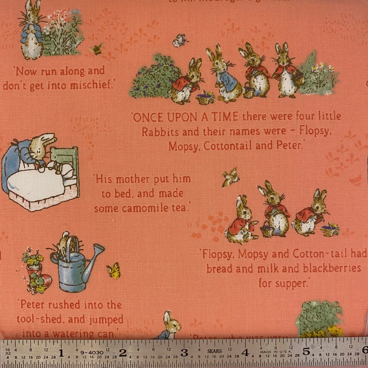 Tale of Peter Rabbit - Text - Coral – Paisleys Quilt Shop